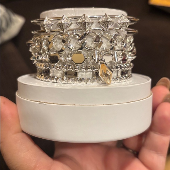 Bomb Party | Jewelry | Fall Stack 224 Silver Tone Bracelet Set | Poshmark